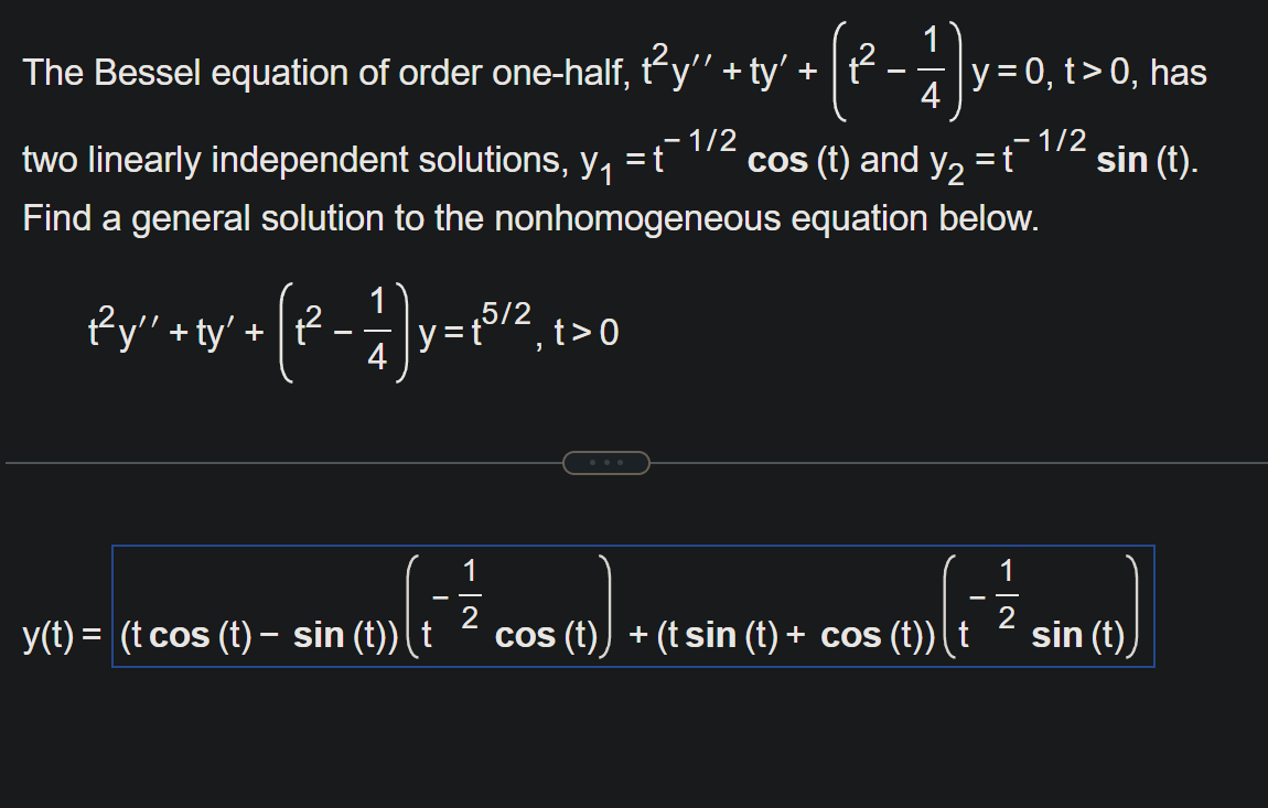 Solved The Bessel equation of order one-half, | Chegg.com
