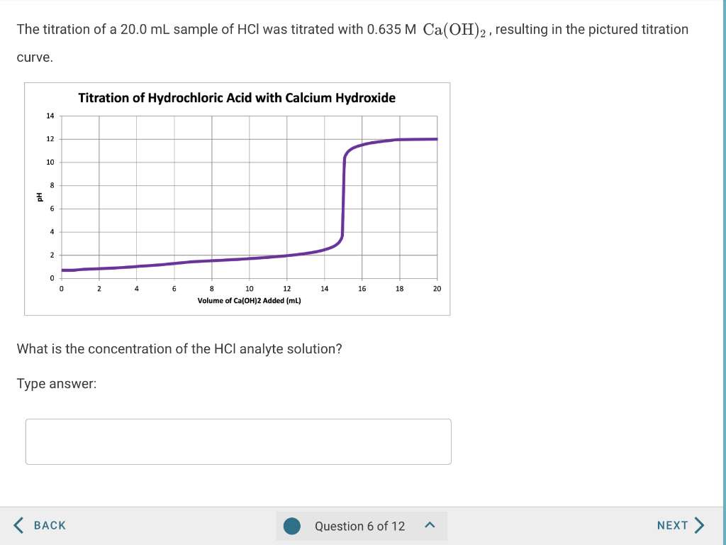 Solved The titration of a 20.0 mL sample of HCl was titrated | Chegg.com