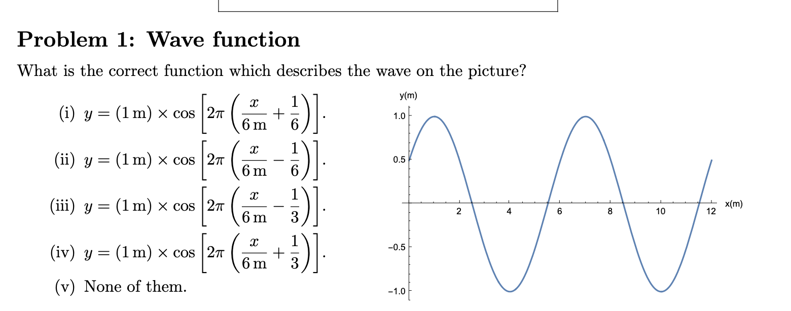 Solved Problem 1: Wave function What is the correct function | Chegg.com