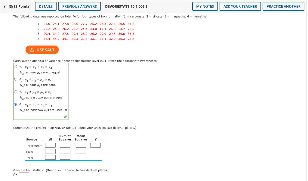 Solved 2. [3/13 Points] DETAILS PREVIOUS ANSWERS DEVORESTAT9 | Chegg.com