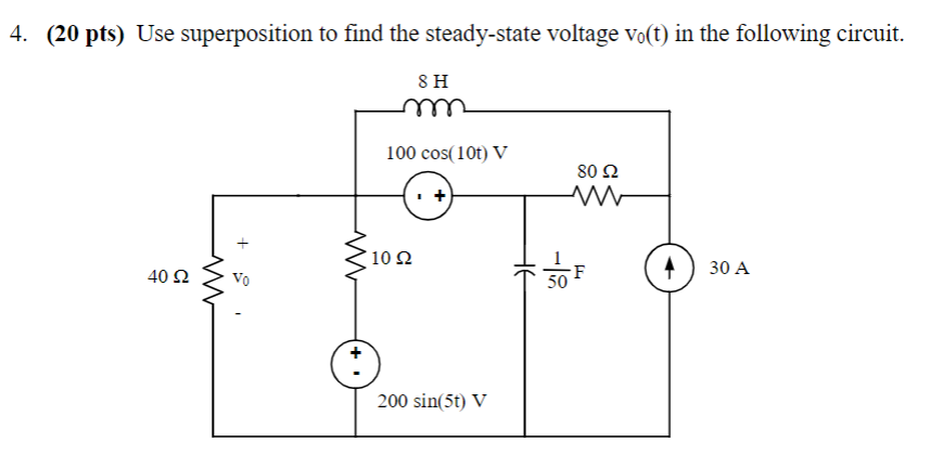 Solved 4. (20 pts) Use superposition to find the | Chegg.com