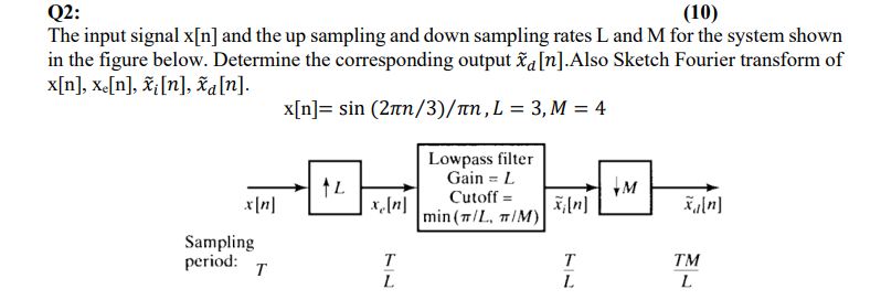 Solved Q2: (10) The input signal x[n] and the up sampling | Chegg.com