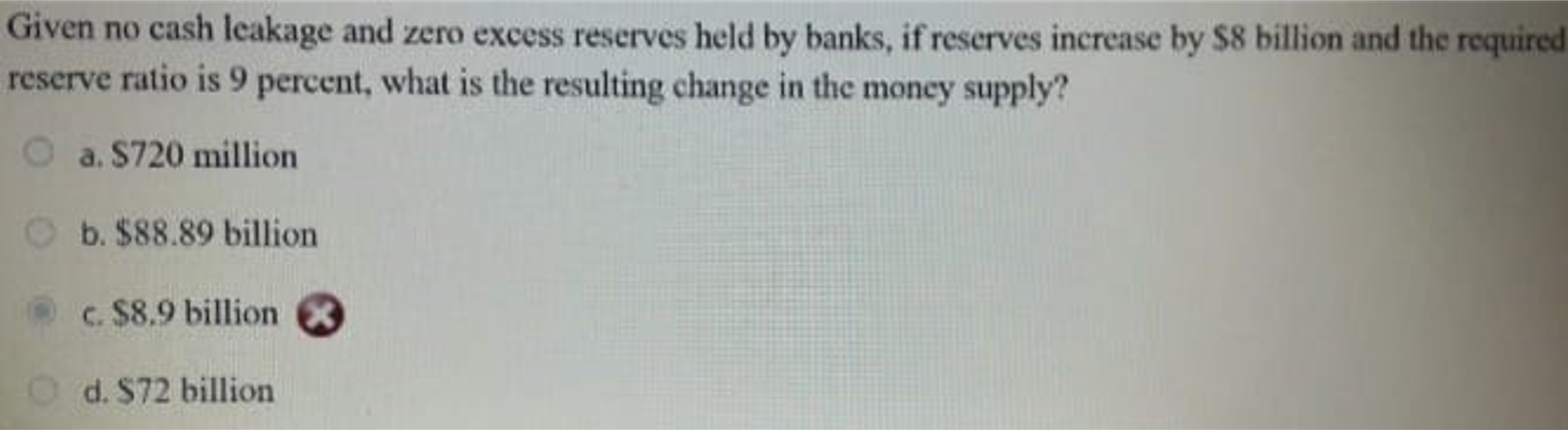 Solved Given no cash leakage and zero excess reserves held | Chegg.com