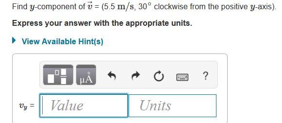 Solved Find y-component of v = (5.5 m/s, 30° clockwise from | Chegg.com