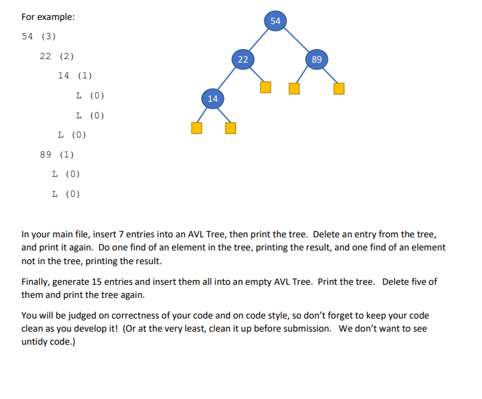 Solved int You are to write an AVL Tree class, any | Chegg.com