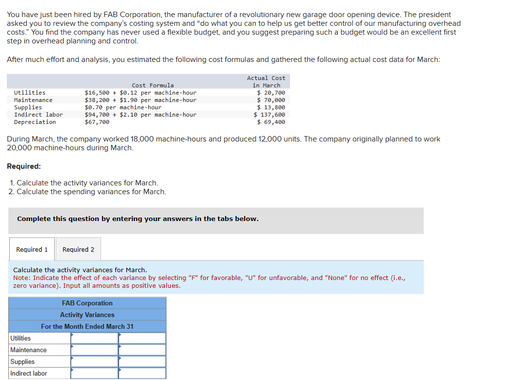 Solved You have just been hired by FAB Corporation, the | Chegg.com