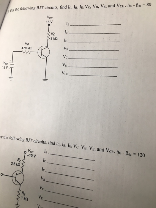Solved I) Fixed Bias (Base Biasing). he - Bde 100 +10 V 4.7 | Chegg.com