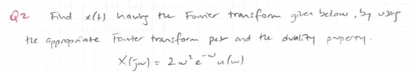 Solved Find x(+) having the Fourier transform given below, | Chegg.com