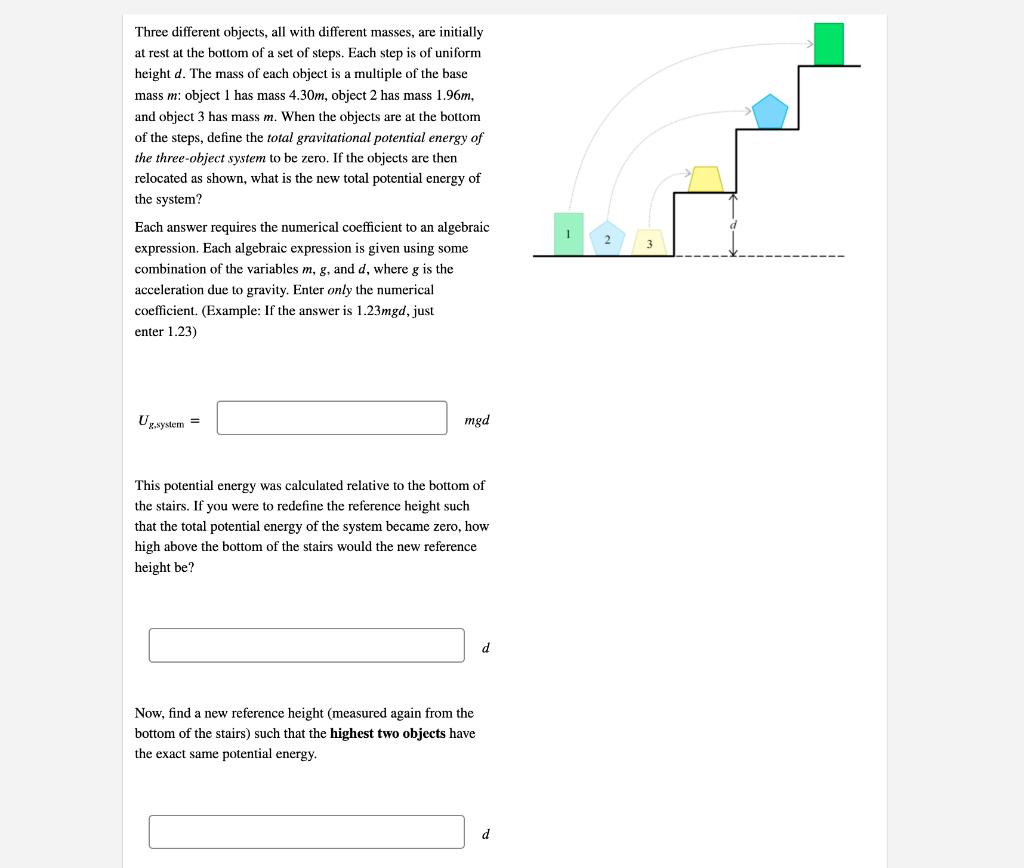 Solved Three different objects, all with different masses, | Chegg.com