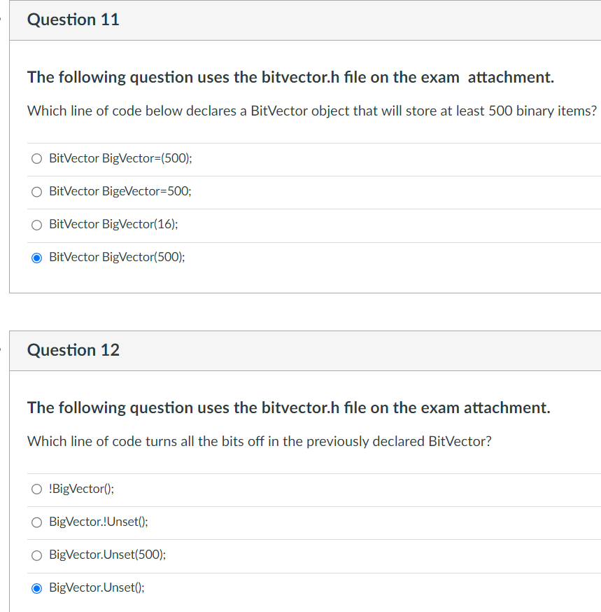 Solved The Following Question Uses The Bitvectorh File On 