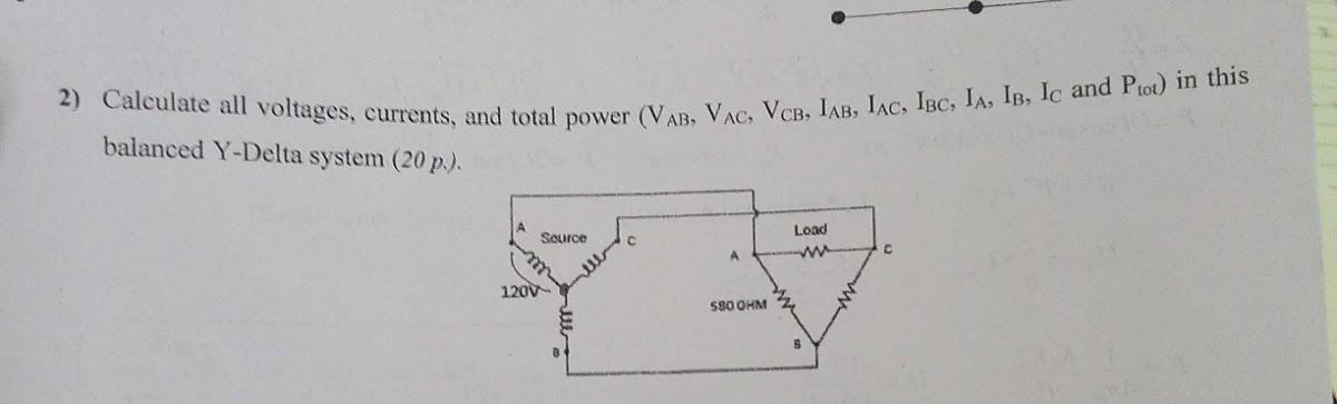 Solved 2) Calculate all voltages, currents, and total power | Chegg.com