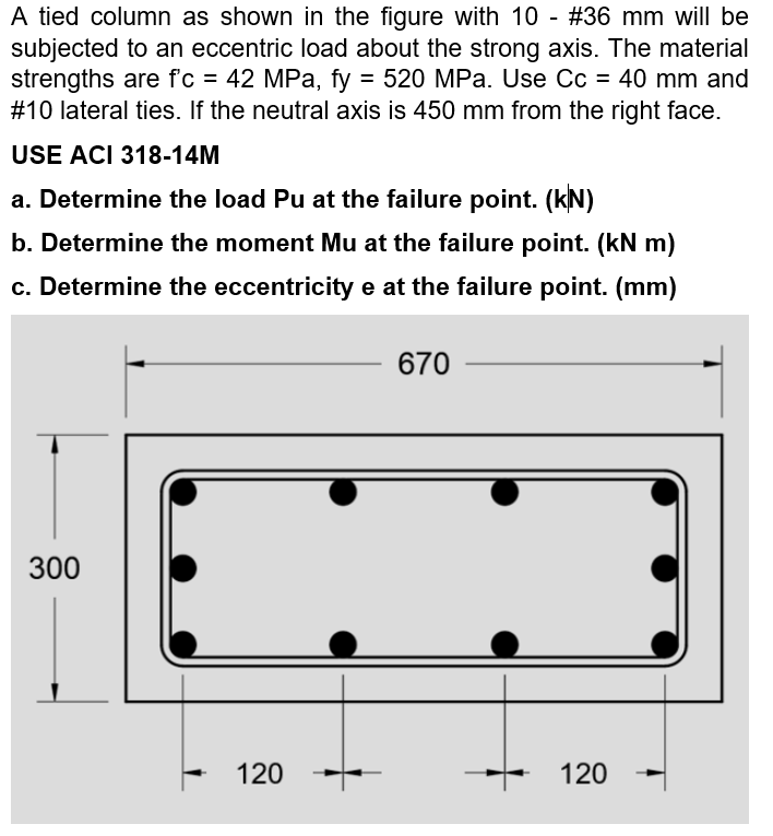 Solved A tied column as shown in the figure with 10−#36 mm | Chegg.com