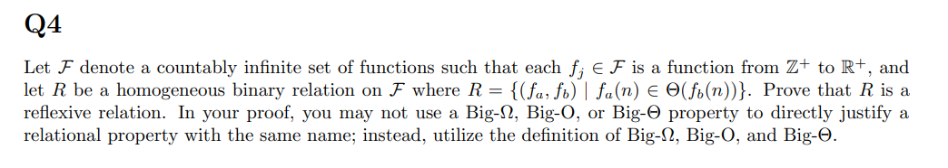 Solved Q4 Let F denote a countably infinite set of functions | Chegg.com