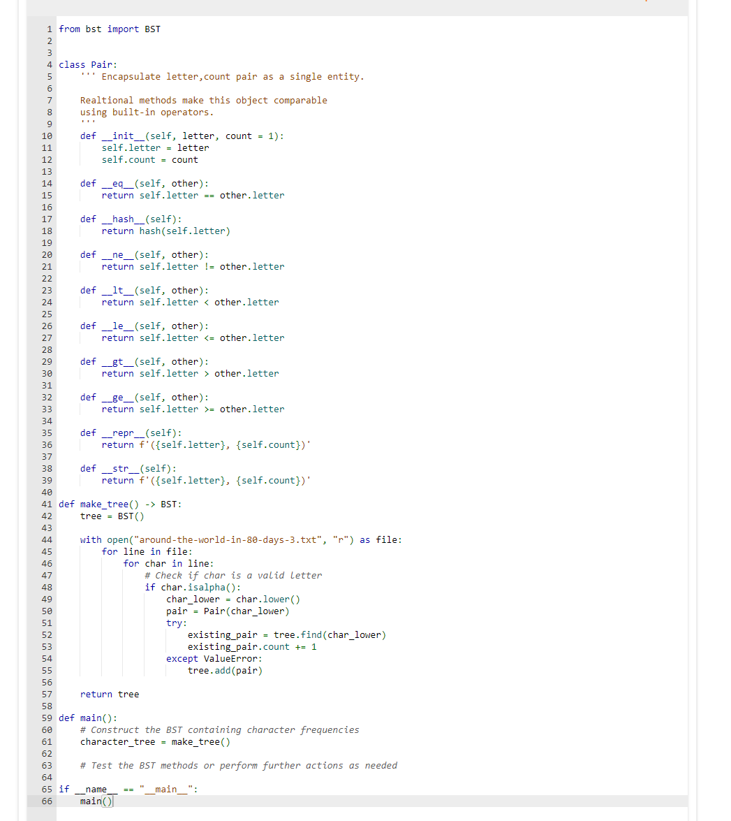 from bst import BST class Pair: '.' Encapsulate | Chegg.com