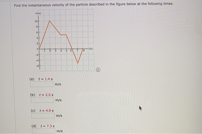 Solved Find the instantaneous velocity of the particle | Chegg.com