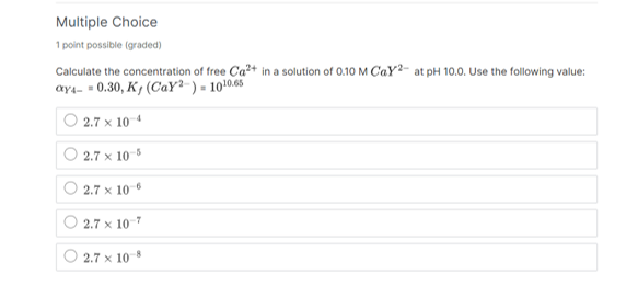 Solved Multiple Choice 1 point possible (graded) Calculate | Chegg.com