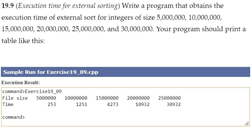 Solved 199 Execution Time For External Sorting Write A 