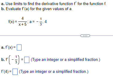 Solved a. Use limits to find the derivative function f′ for | Chegg.com