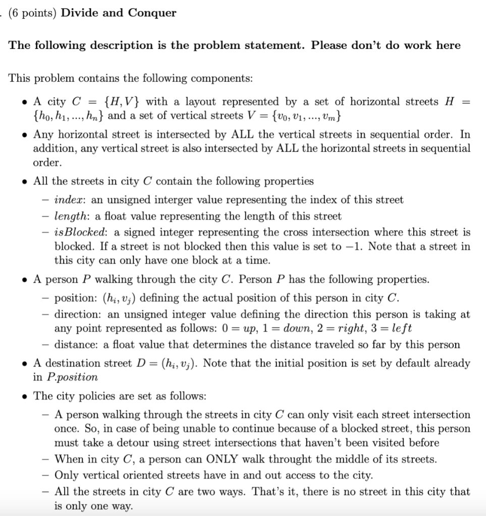 Solved (6 points) Divide and Conquer The following | Chegg.com