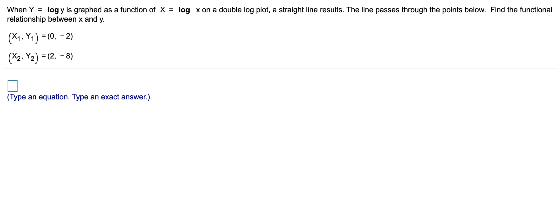 Solved When Y = logy is graphed as a function of X = log x | Chegg.com