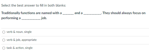 Solved Select the best answer to fill in both blanks: | Chegg.com
