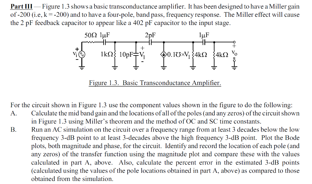 Solved Part III — Figure 1.3 shows a basic transconductance | Chegg.com