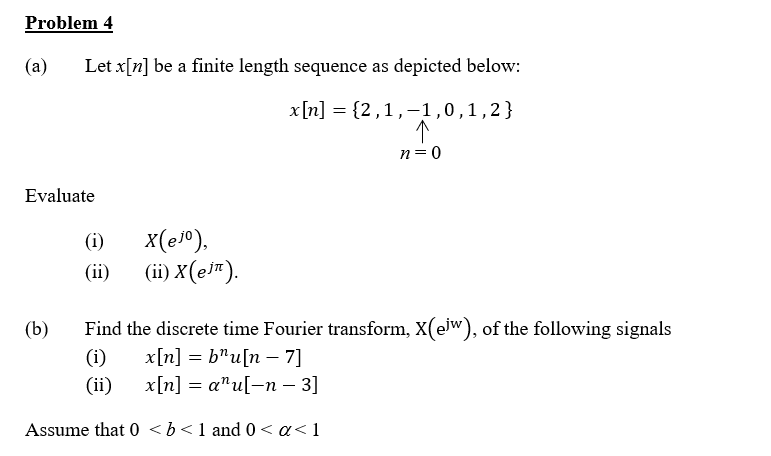 Solved Problem 4(a) ﻿Let x[n] be ﻿a finite length sequence | Chegg.com