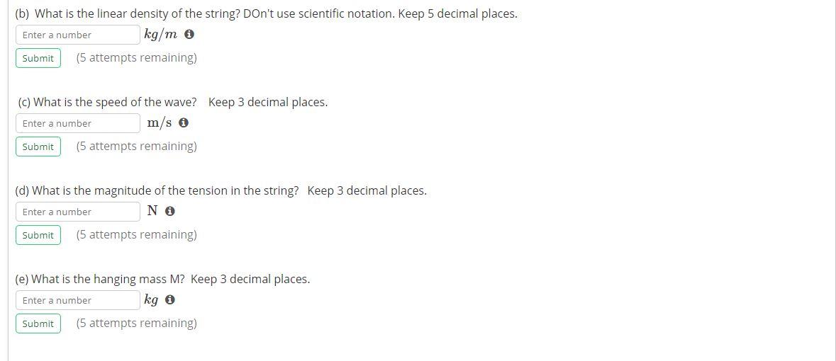 Solved Standing Waves on a string: fixed frequency, variable | Chegg.com
