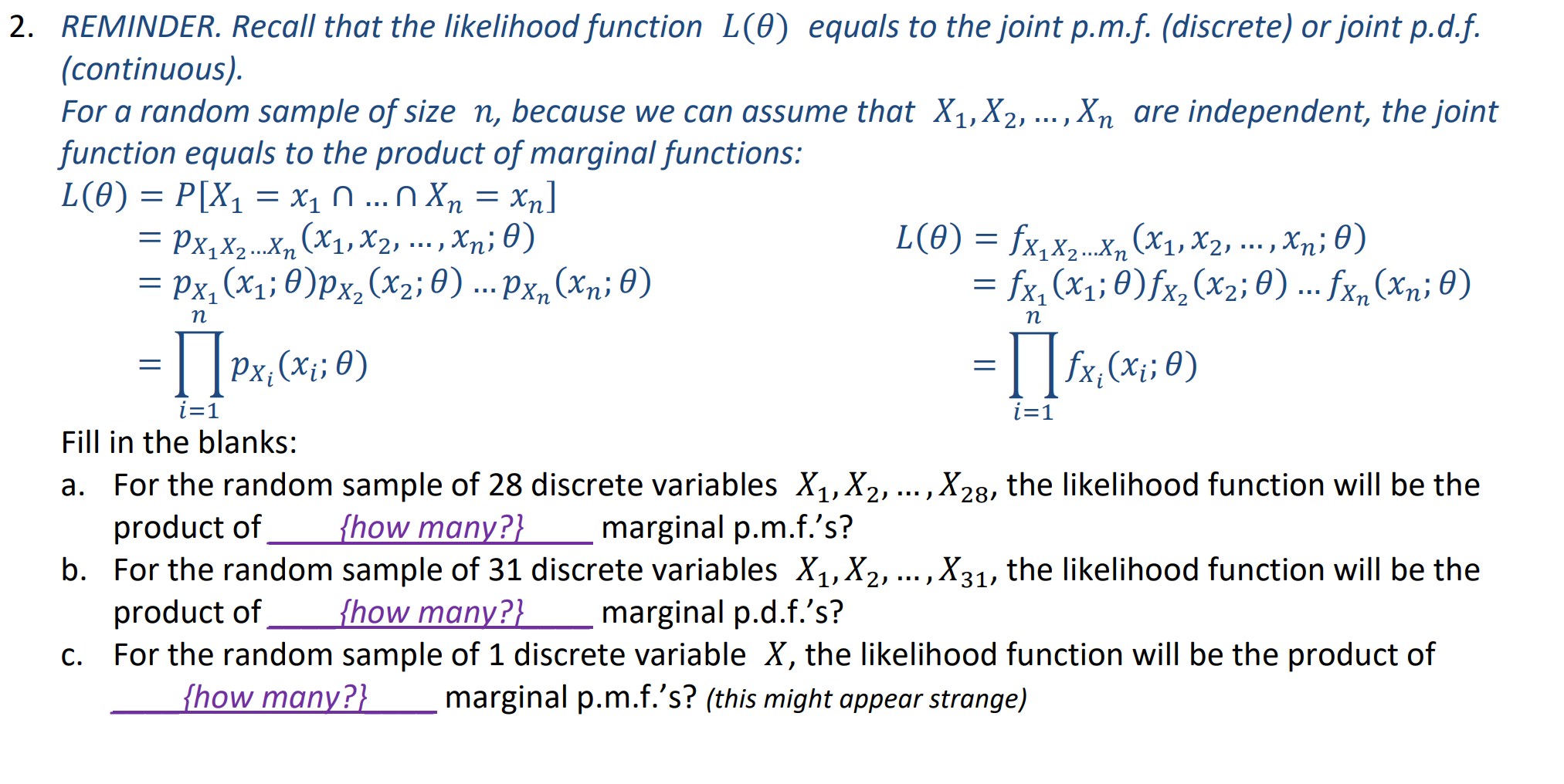 Solved 2. REMINDER. Recall that the likelihood function L(θ) | Chegg.com Solved 2. REMINDER. Recall that the likelihood function L(θ) | Chegg.com