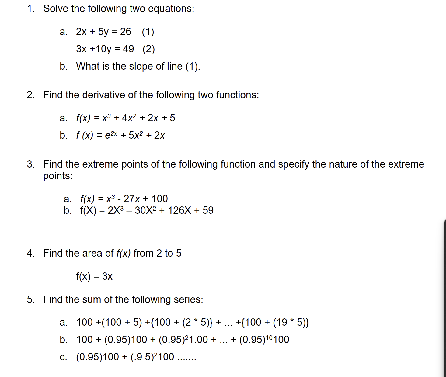 Solved 1. Solve the following two equations: a. | Chegg.com
