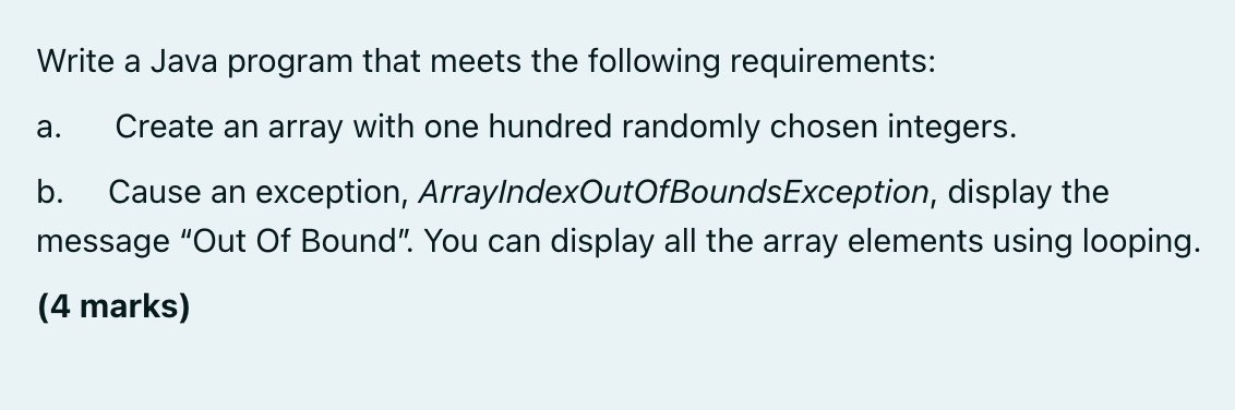 Solved Write a Java program that meets the following | Chegg.com
