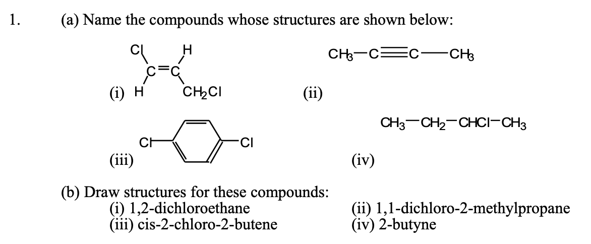 Solved (a) Name the compounds whose structures are shown | Chegg.com