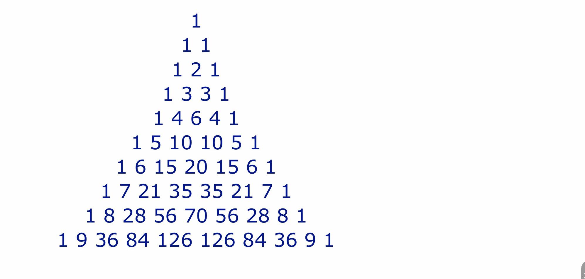 Solved 1 1 1 1 2 1 1 3 3 1 1 4 6 4 1 1 5 10 10 5 1 1 6 15 20 Chegg