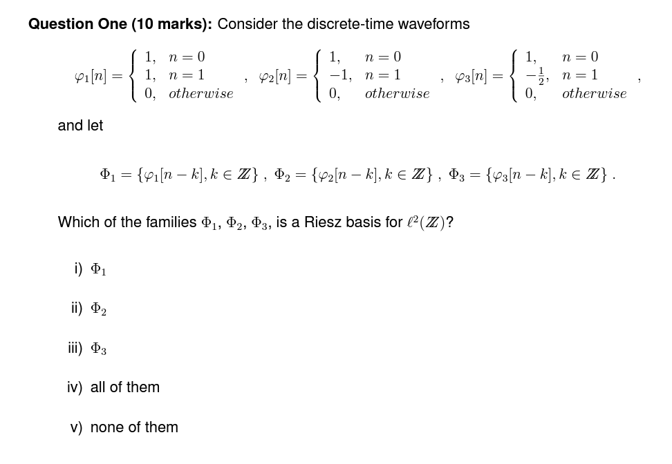 Solved Question One (10 marks): Consider the discrete-time | Chegg.com Solved Question One (10 marks): Consider the discrete-time | Chegg.com