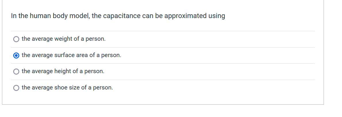 Solved In the human body model, the capacitance can be | Chegg.com
