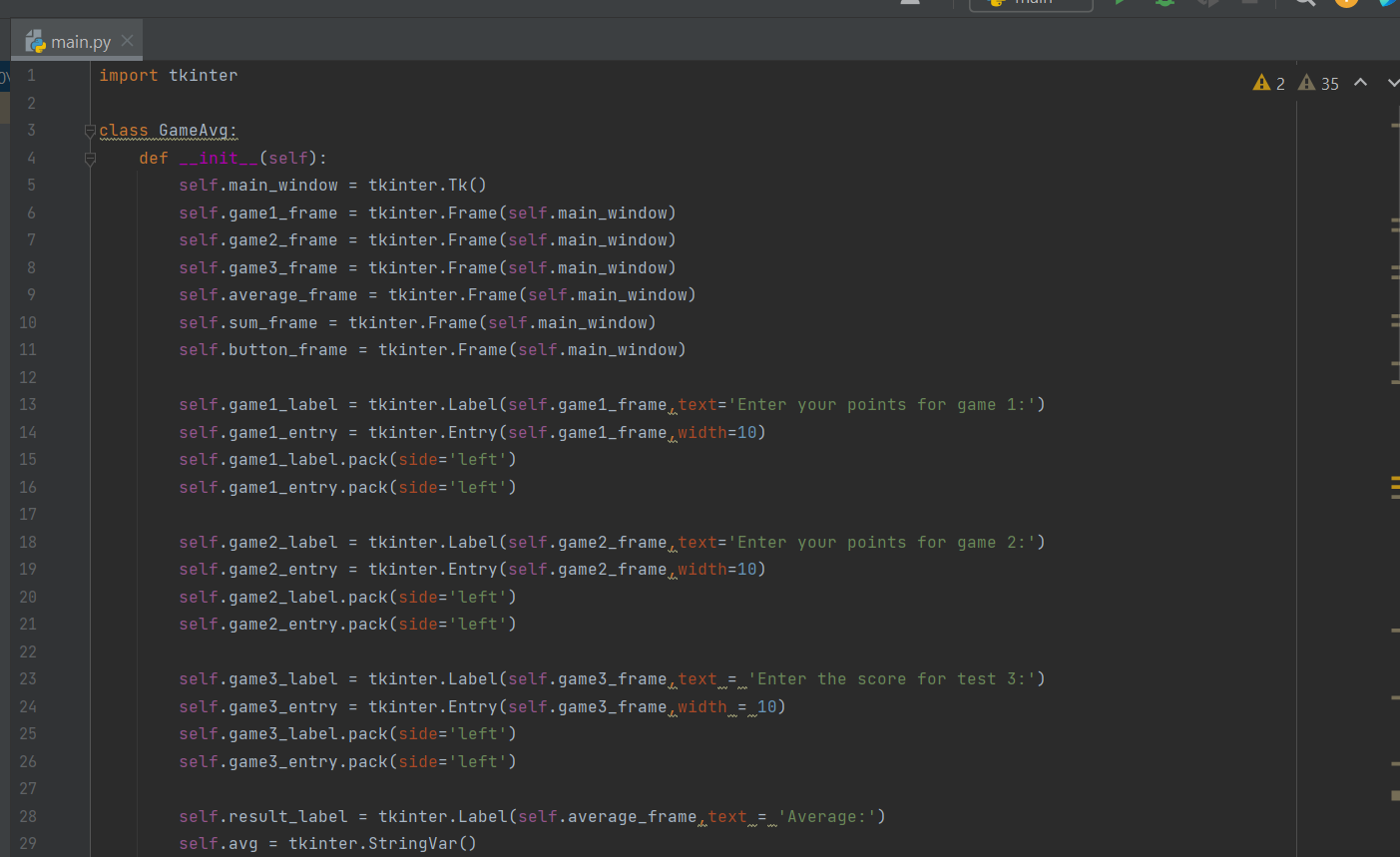 Solved Hi! I'm trying a gui that averages or sums the points | Chegg.com