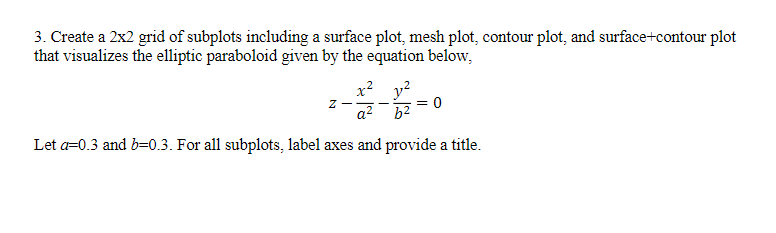 Solved 3 Create A 2x2 Grid Of Subplots Including A Surface 7887