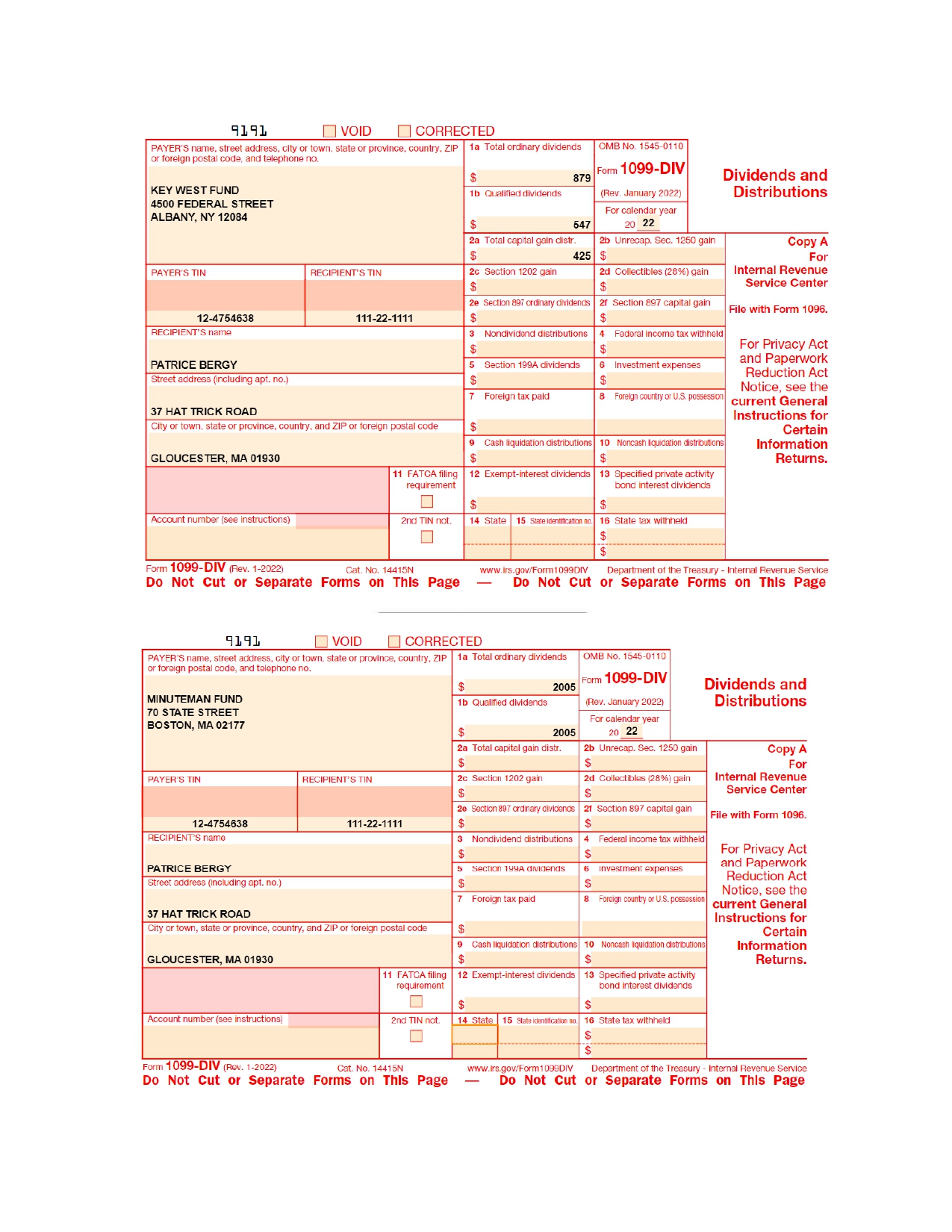 Solved INDIVIDUAL TAX RETURN PROJECT PATRICE BERGY | Chegg.com