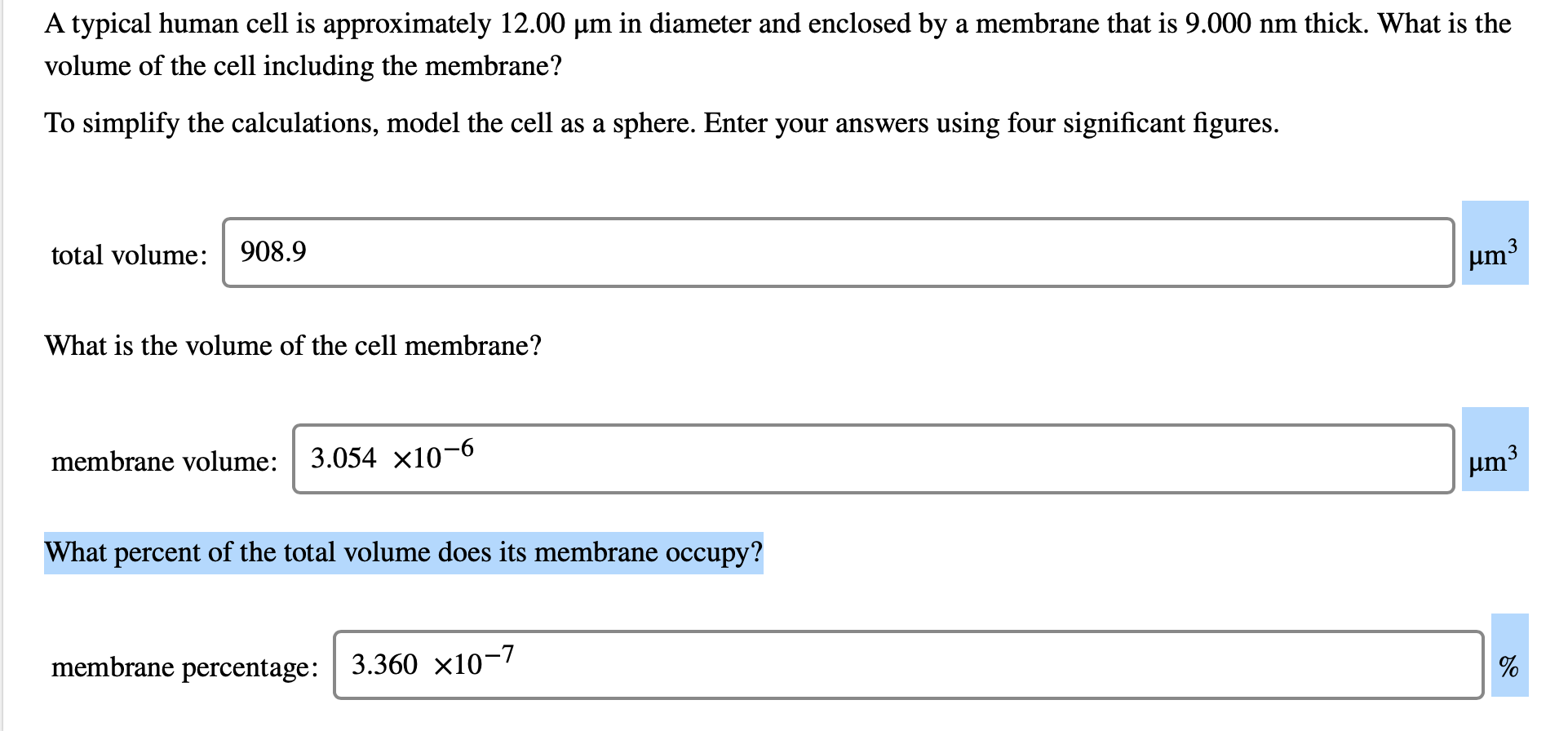 Solved A typical human cell is approximately 12.00 μm | Chegg.com