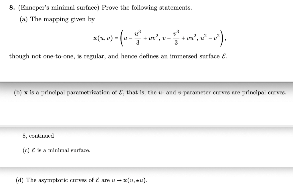 8. (Enneper's minimal surface) Prove the following | Chegg.com