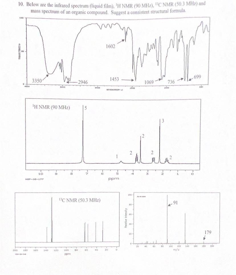 Solved 10. Below are the infrared spectrum (liquid film), 1H | Chegg.com