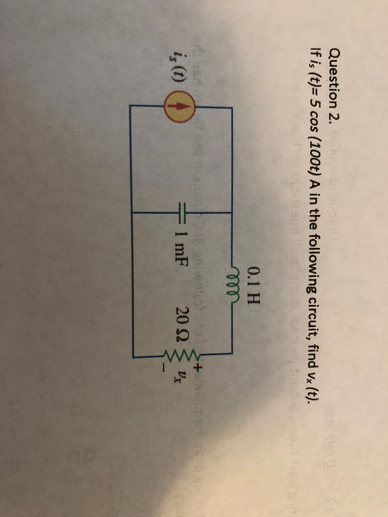 Solved Question 2. If is (t)= 5 cos (100t) A in the | Chegg.com