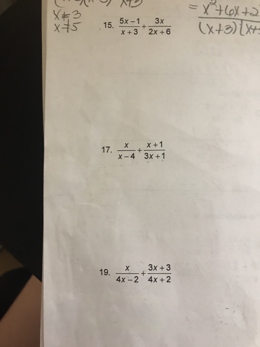 Solved 徐3 AS 15, 5+3 + 23+6 (Xt3R 5 .15. x+3 2x +6 x-4 3x +1 | Chegg.com