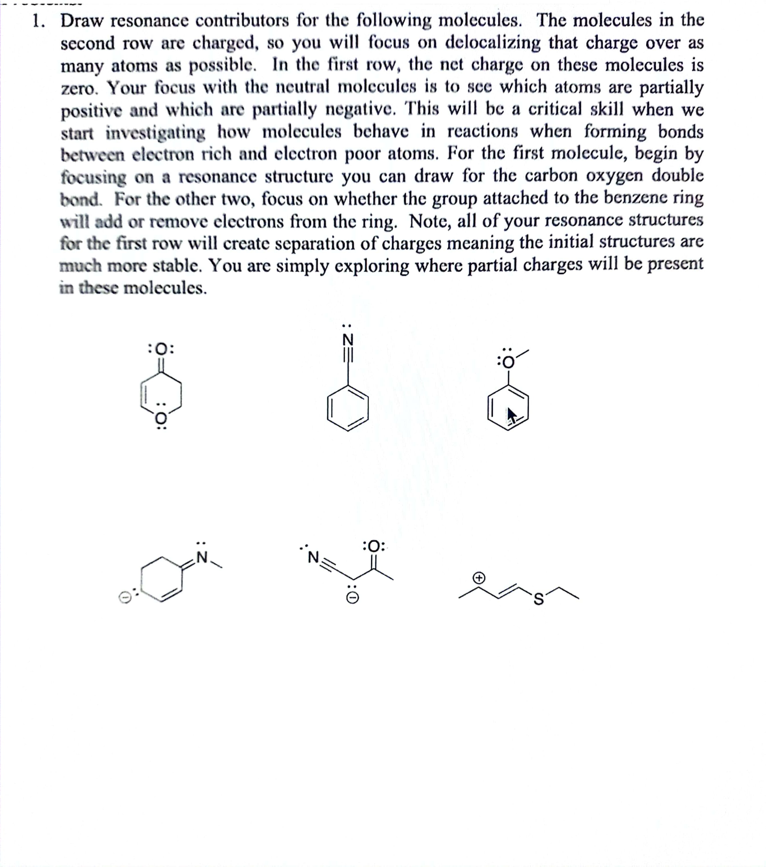 Solved Draw resonance contributors for the following | Chegg.com