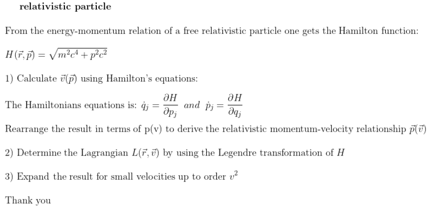 Solved relativistic particle From the energy-momentum | Chegg.com