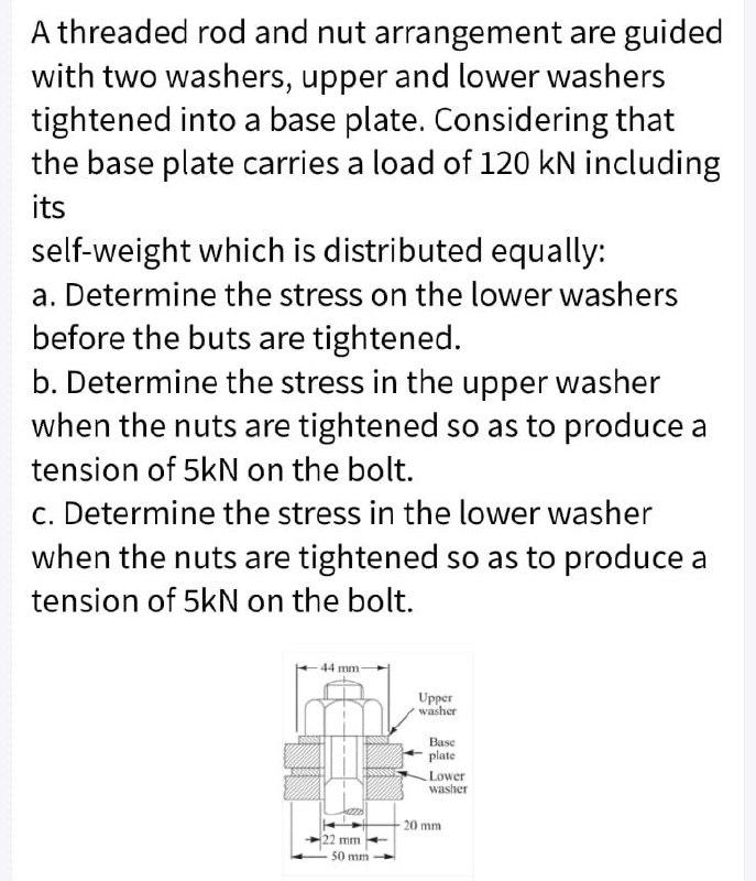 Solved A threaded rod and nut arrangement are guided with | Chegg.com