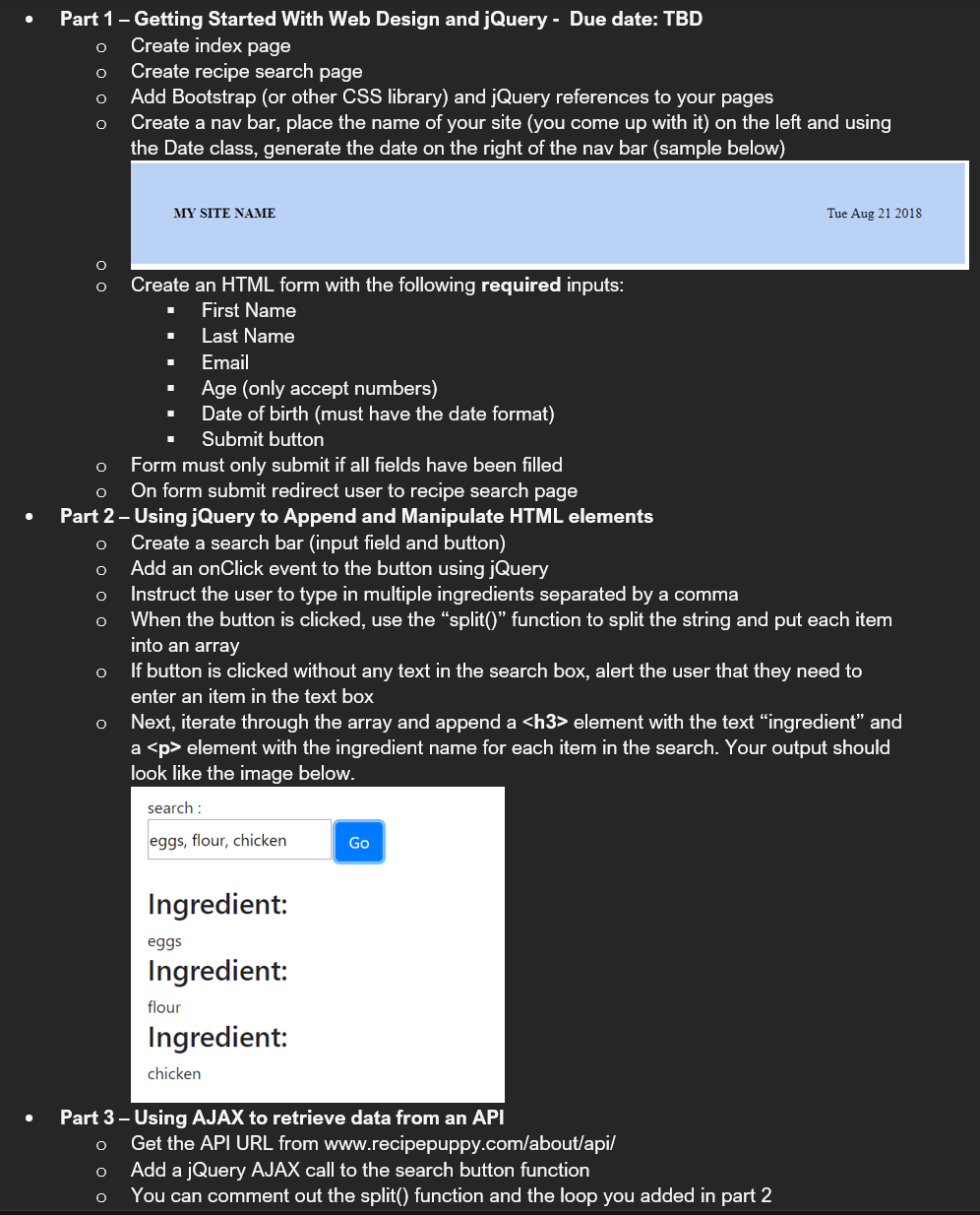 Final Project – Cooking Recipe Website | Chegg.com