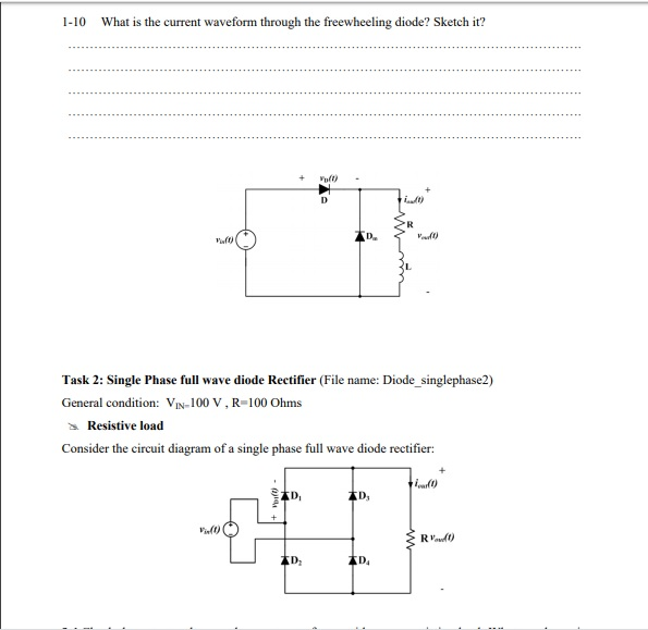 Solved Task 1: Single phase half wave diode Rectifier (File | Chegg.com