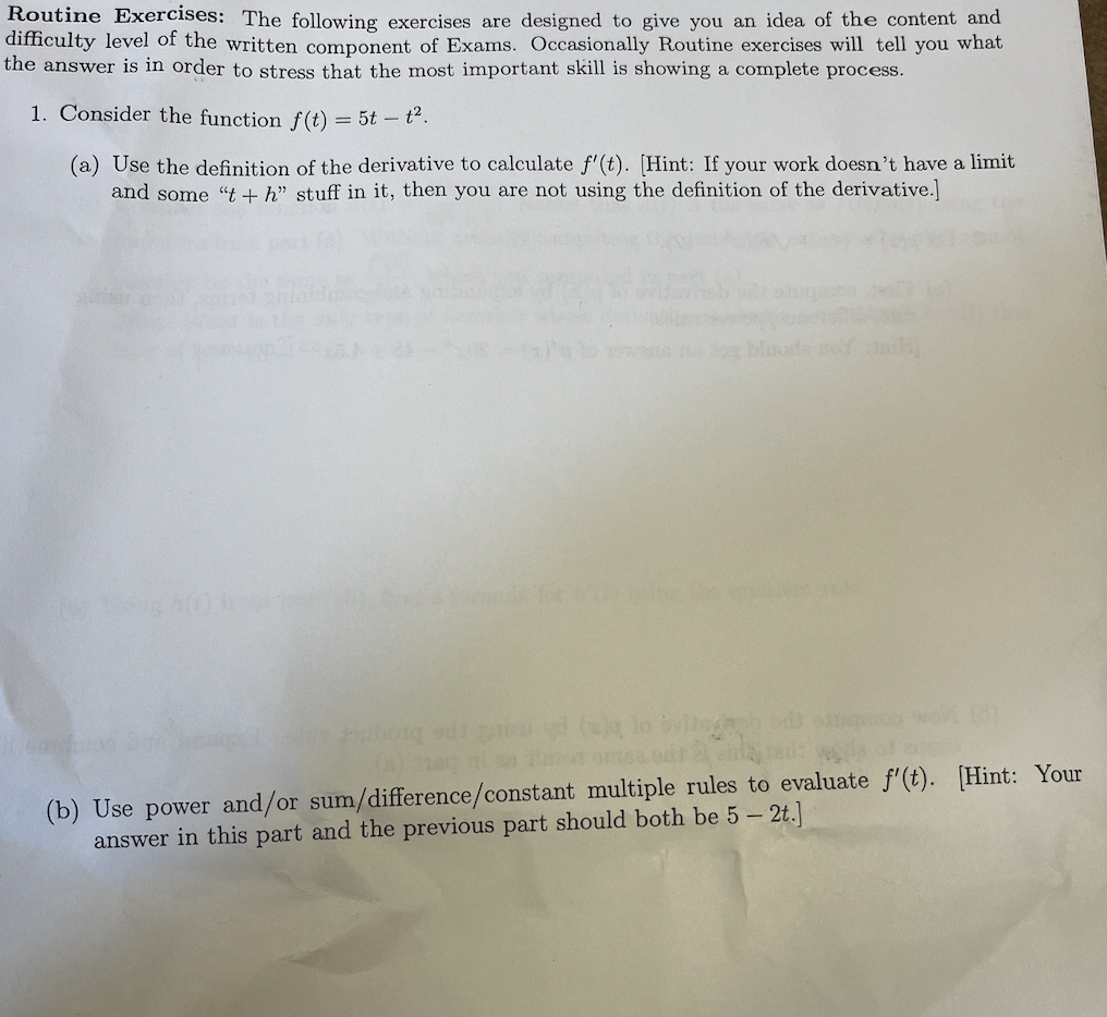 Solved Routine Exercises: The following exercises are | Chegg.com