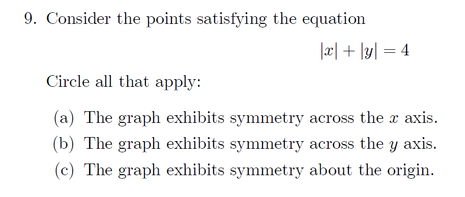 Solved 9. Consider the points satisfying the equation | Chegg.com